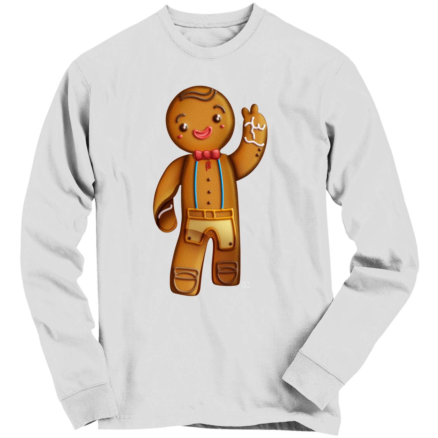 1Tee Kids Boys Happy Gingerbread Man. Waving Christmas Sweatshirt ...